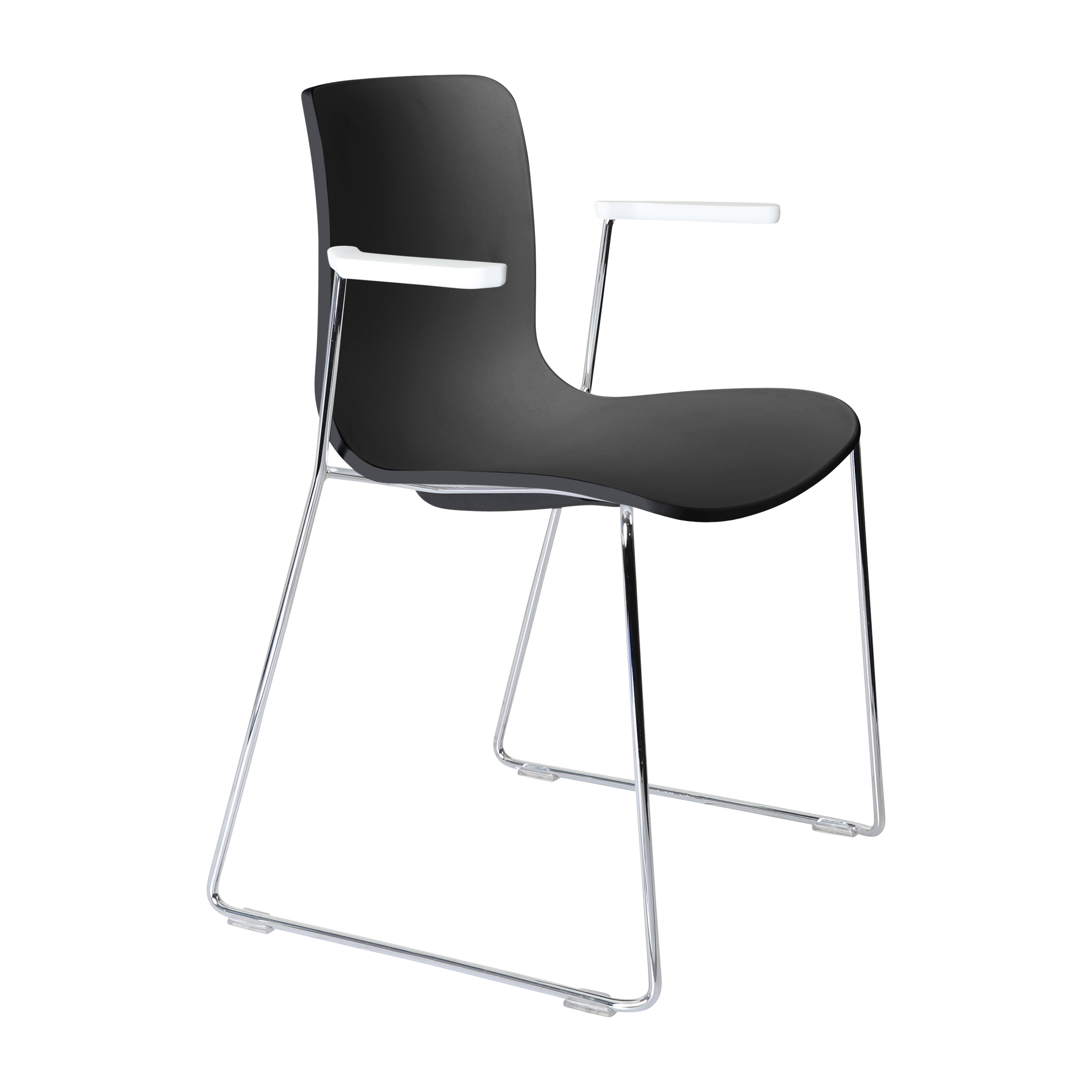 DAL ACTI CHAIR SLED BASE ARMS BLACK ARM-PADS AND White POWDERCOAT FRAME ...